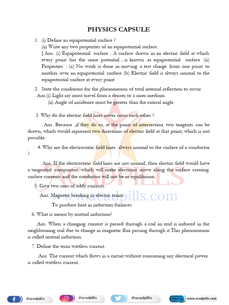 Physics Capsule | PDF | Photoelectric Effect | Electrical Resistivity ...