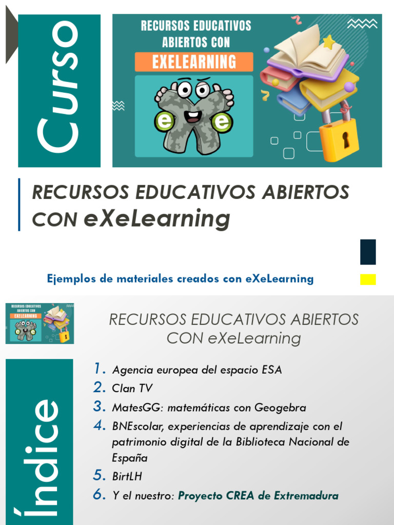 Recursos Educativos Abiertos con eXeLearning | PDF | Enseñando | Salón de clases
