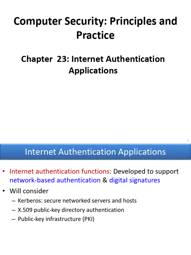 16. Internet Authentication application- (1) | PDF | Public Key ...