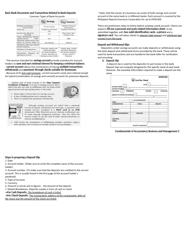 Basic Bank Documents and Transactions Related to Bank Deposits | PDF ...