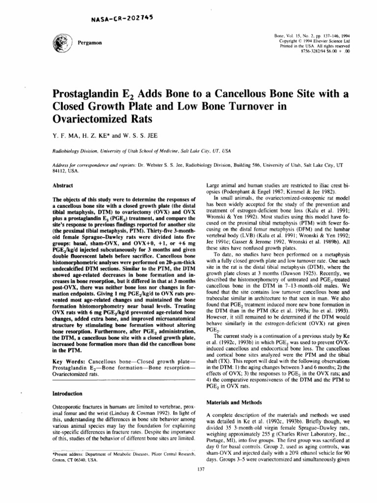 NASA NTRS Archive 19970007048 | PDF | Bone | Osteoporosis