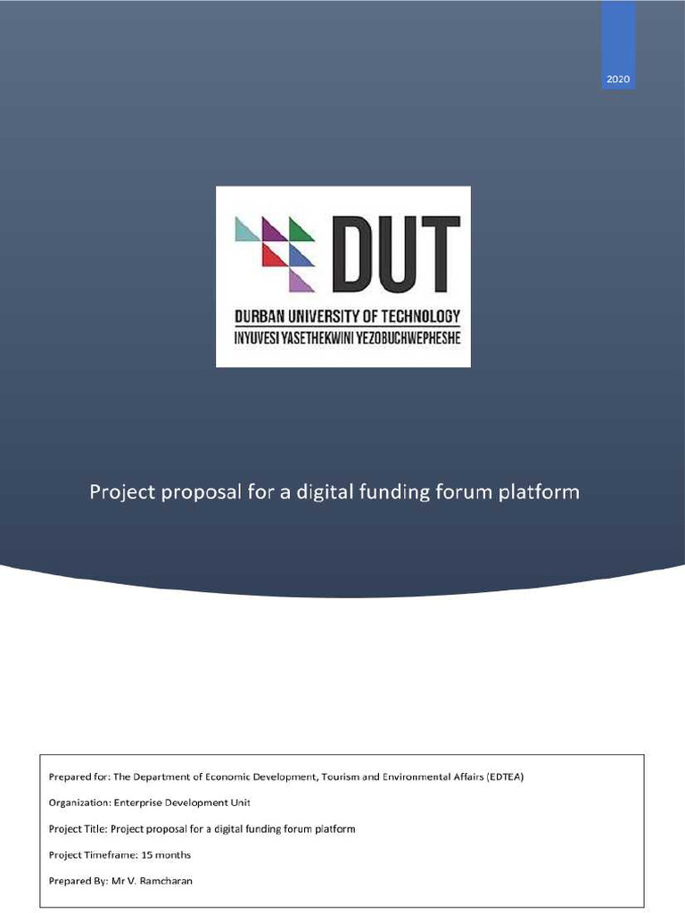 Project Proposal For A Digital Funding Forum Platform by DUT - December 2020 | PDF
