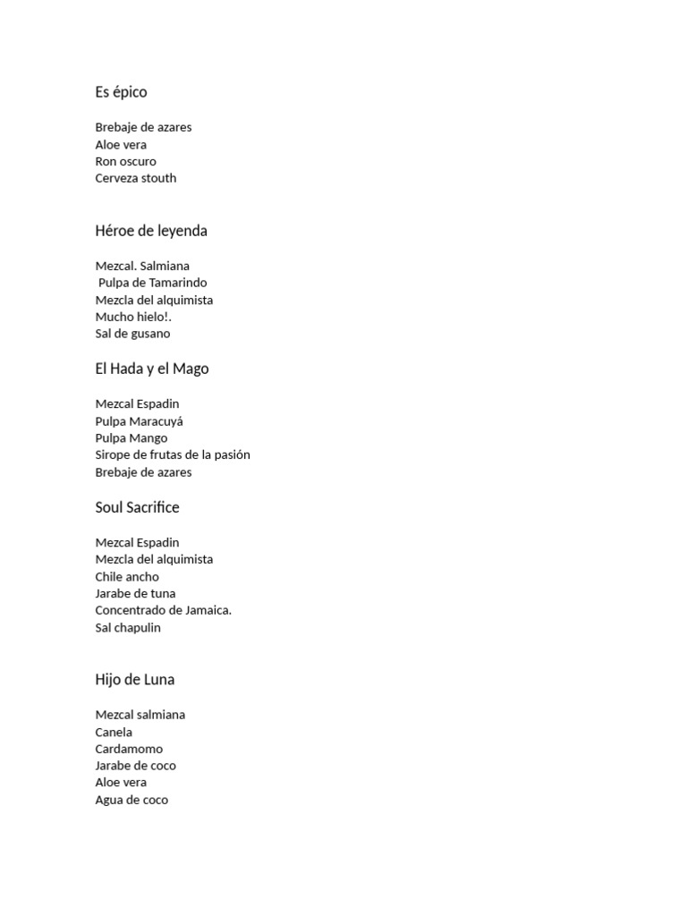 La Legendaria Menu - 042619 | PDF