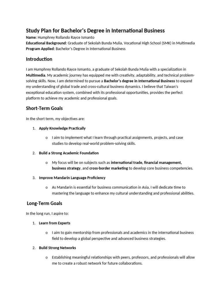 Study Plan Humphrey | PDF | Strategic Management | Multimedia