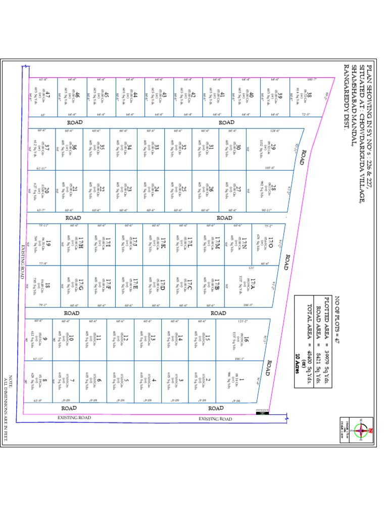 Chowdary Guda 22-06-2024 Feet Layout-001 | PDF | Units Of Measurement