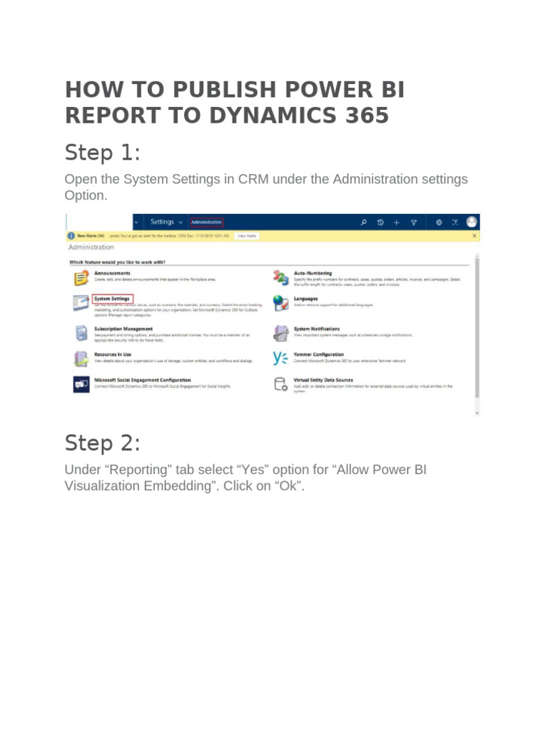 How to publish power bi reports to D365 | PDF