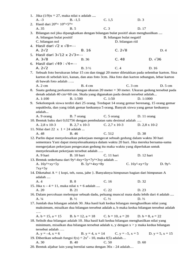 SAS MTK Kelas 9 | PDF