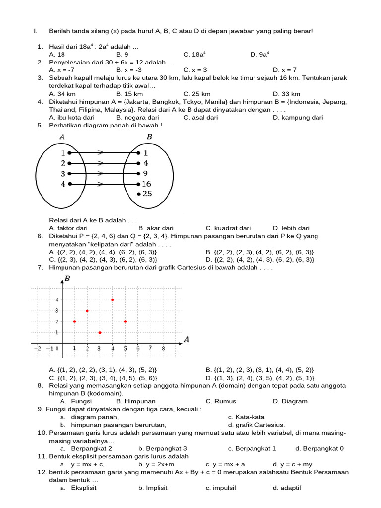 Soal PAS MTK Kelas 8 | PDF