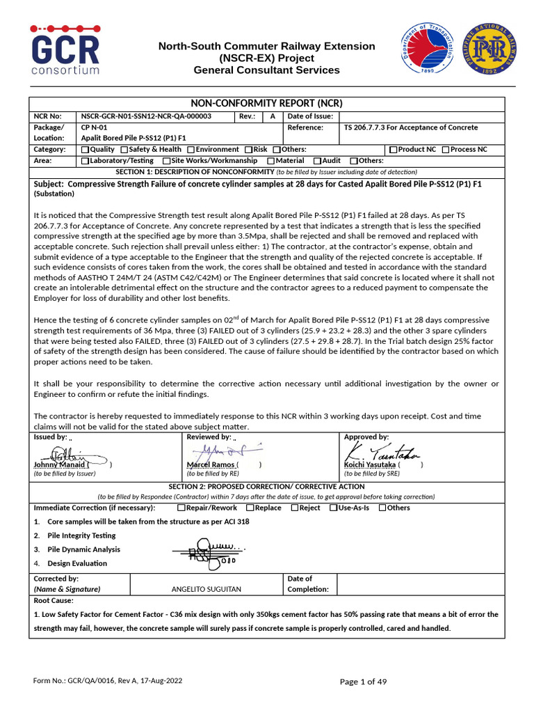 NSCR-GCR-N01-SSN12-NCR-QA-000003.R2 | PDF | Concrete