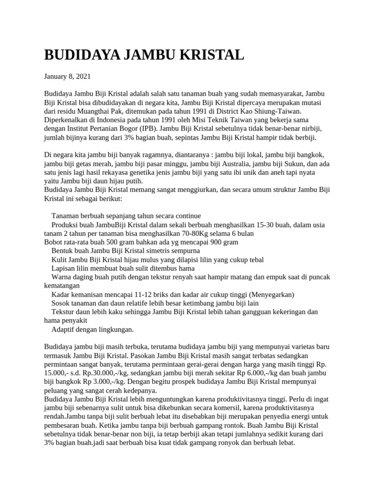 Budidaya Jambu Kristal | PDF