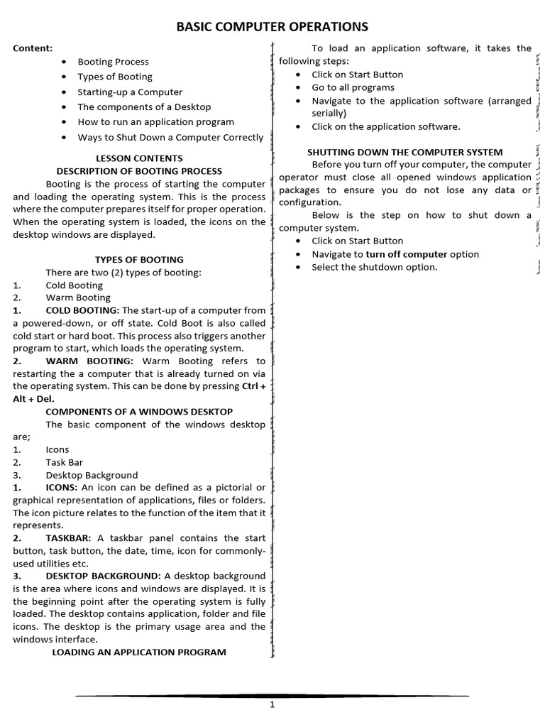 3104 - WK 1 - Computer Basic Operations | PDF | Icon (Computing ...