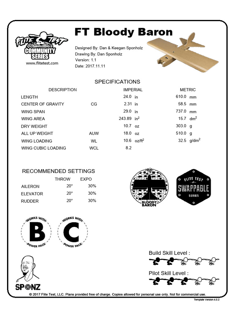 FT Bloody Baron Build Plans v1.1 | PDF | Aviation | Flight