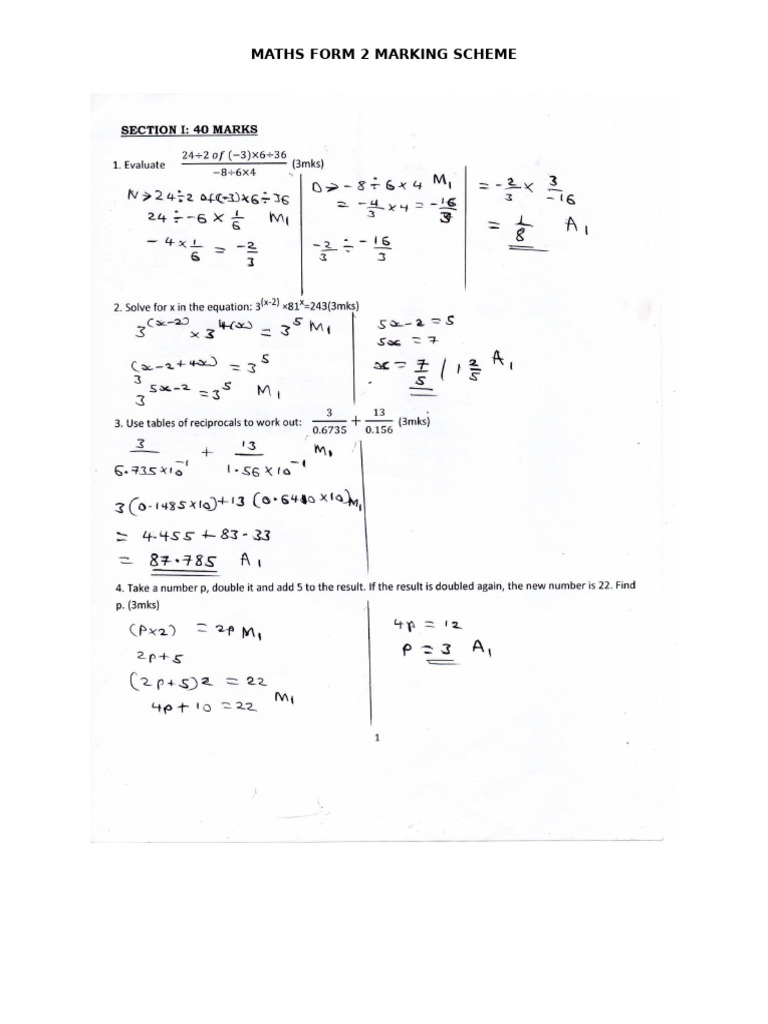 MATHEMATICS F2 MS | PDF