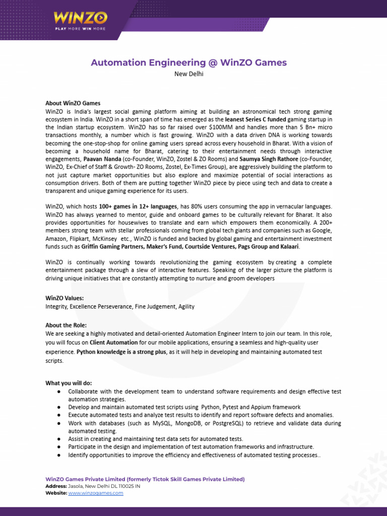 Automation Engineering JD Docx Bc975393c3 | PDF | Software Bug | Automation