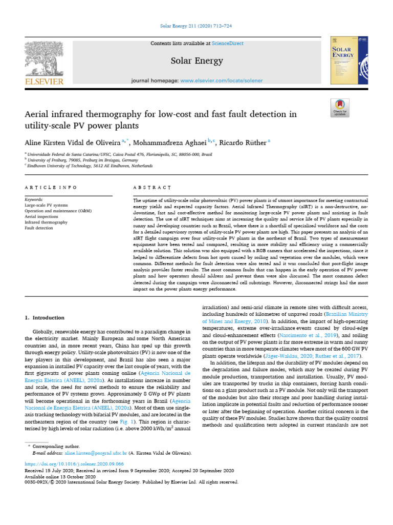 Aerial infrared thermography for low-cost and fast fault detection in ...
