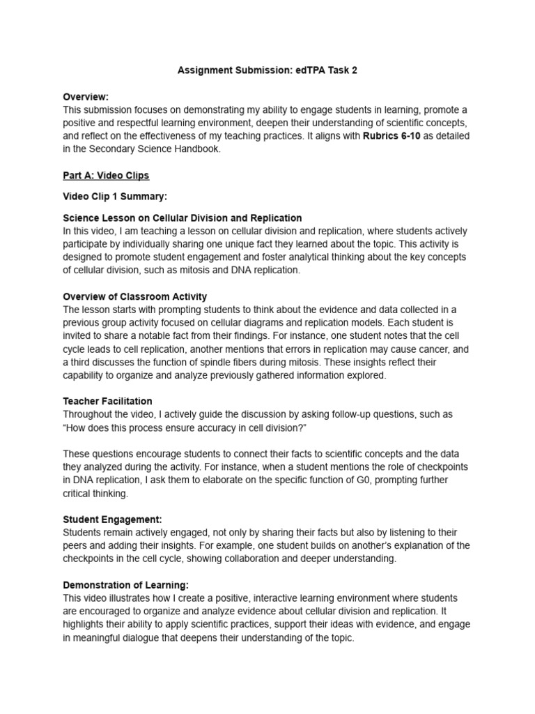 Cook_edTPA Task 2 | PDF | Learning | Lesson Plan