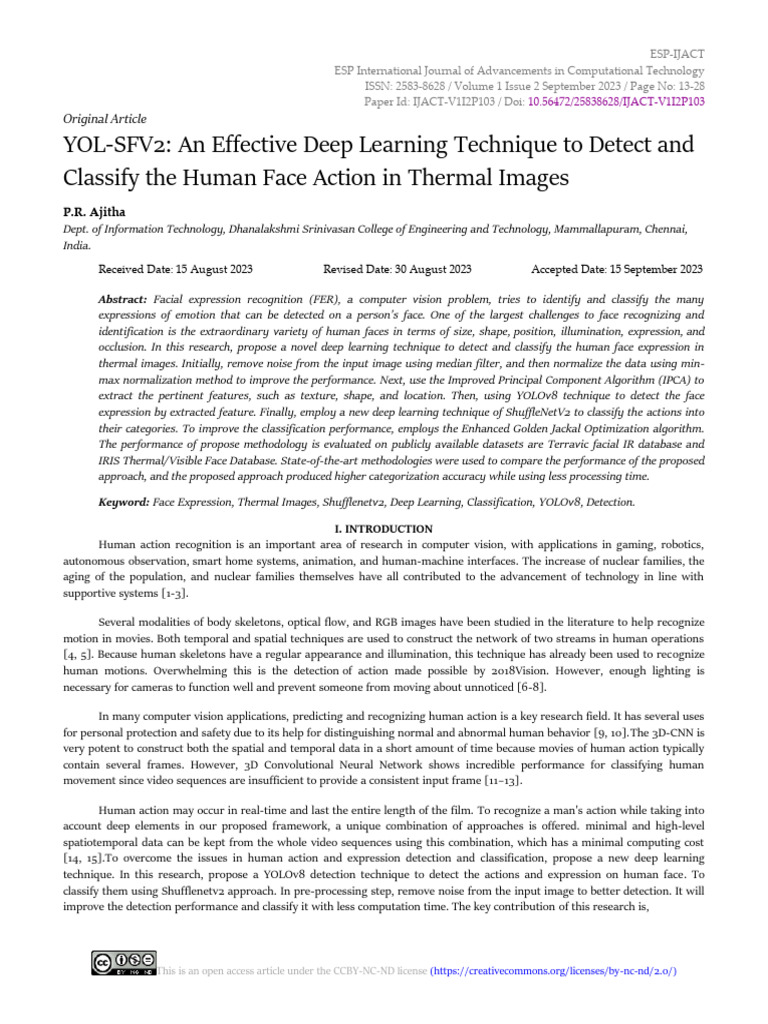 YOL-SFV2 - An Effective Deep Learning Technique To Detect and Classify The Human Face Action in ...
