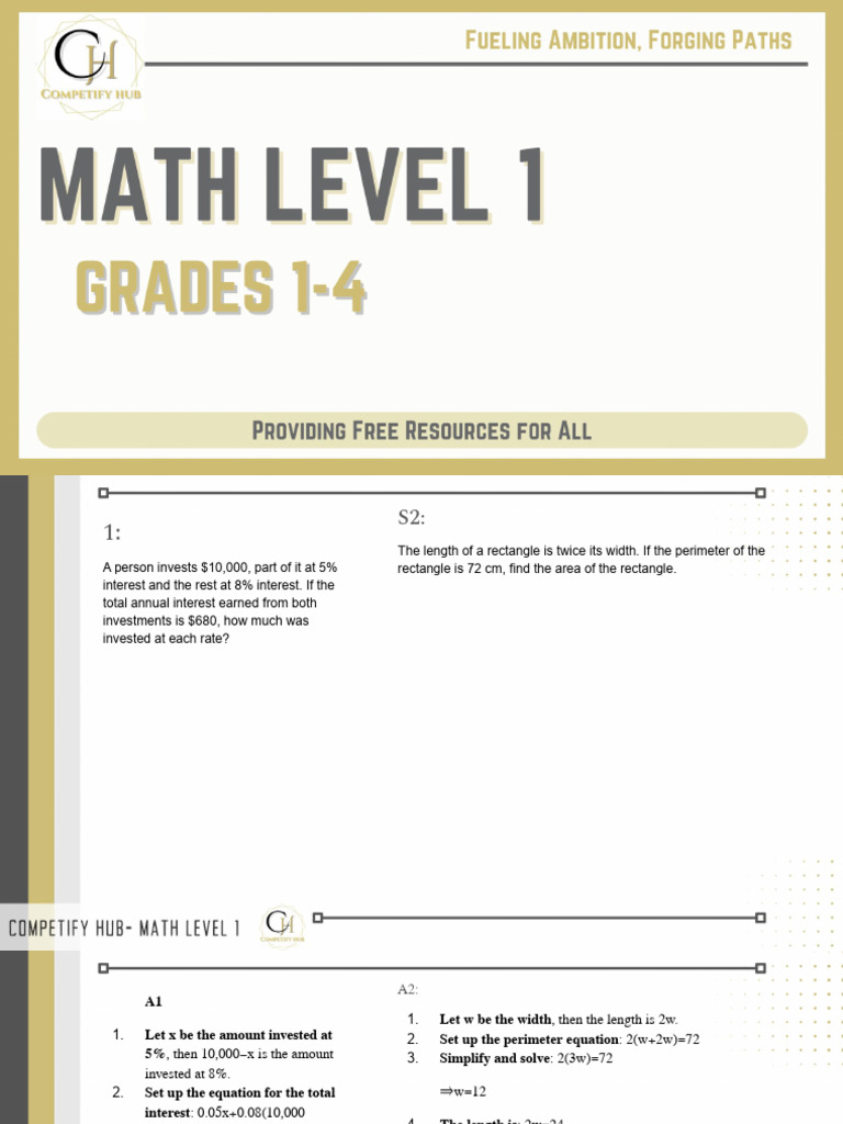 Competifyhub Mathlevel1 Demo | PDF | Area
