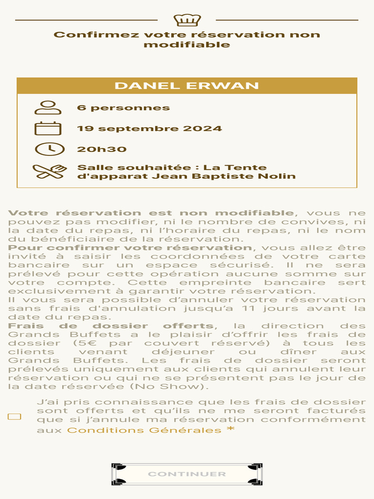 Confirmation de réservation Grands Buffets | PDF