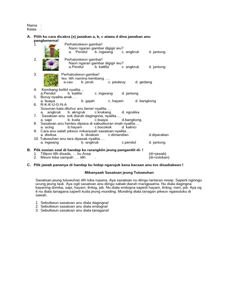 Soal Pengayaan b.sunda Kelas 3 - Copy-1 | PDF Soal Pengayaan b.sunda Kelas 3 - Copy-1 | PDF