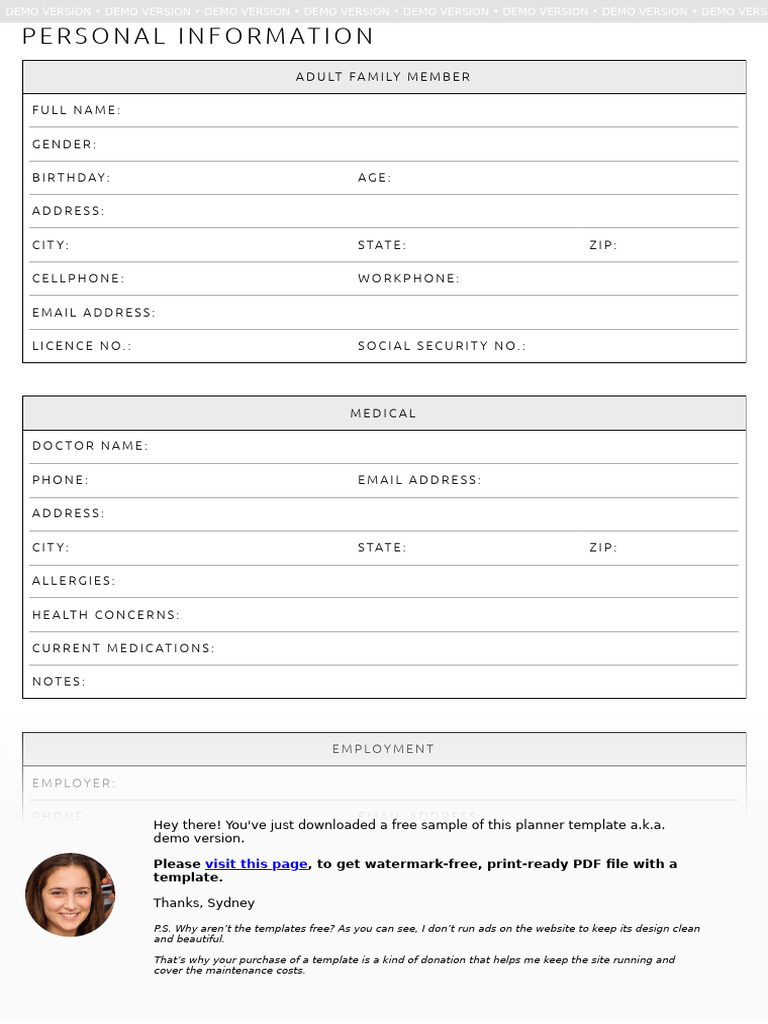Personal Information For Adult-A4 | PDF