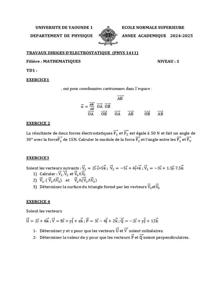 TD1_2024-2025 | PDF | Physique