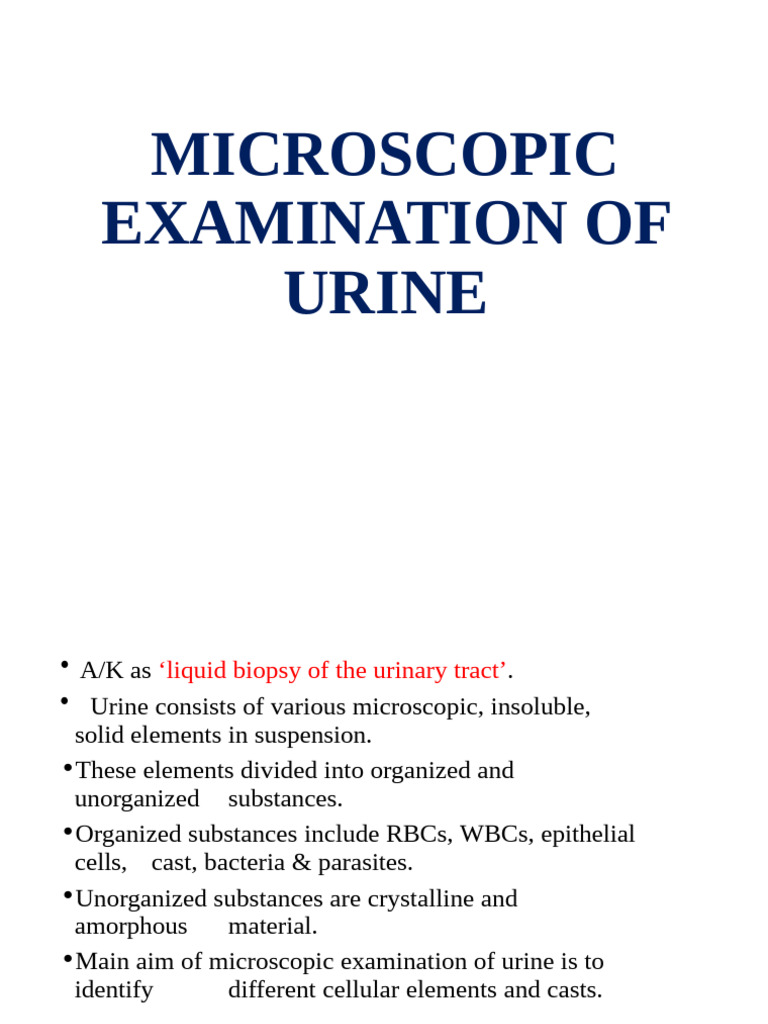 Microscopic Examination of Urine | PDF | Urology | Genitourinary System