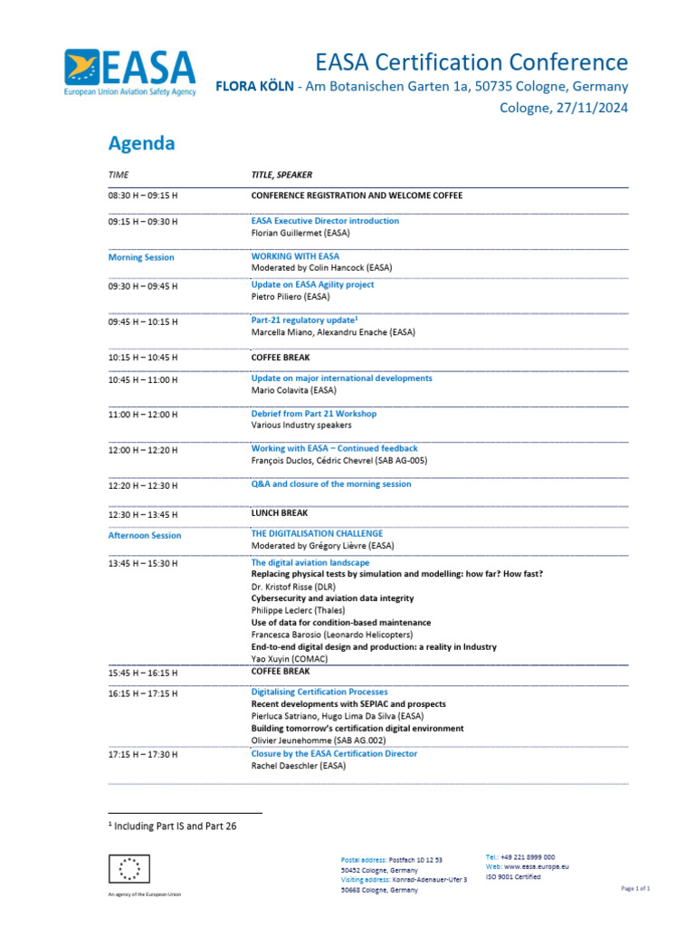 Certification Conference - Agenda 0 | PDF | Aviation | Government Agencies