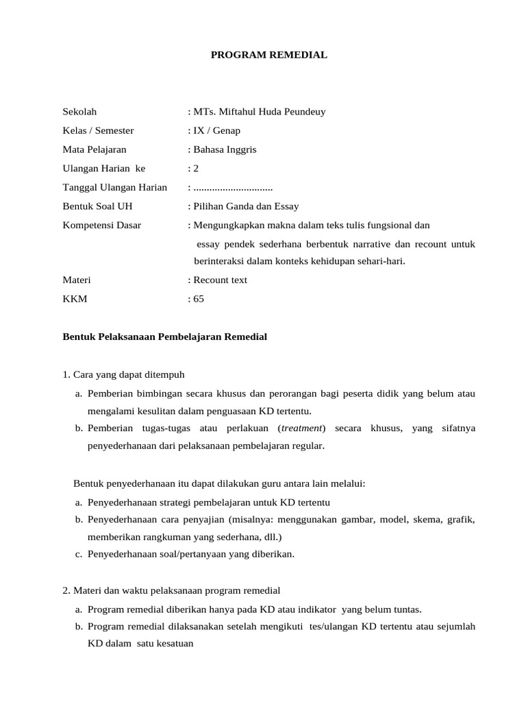 Program_Remedial_dan_Pengayaan_Kelas_IX | PDF