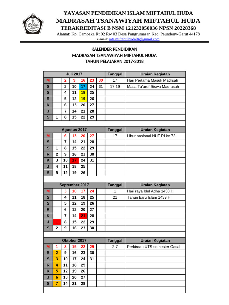 Kalender Pendidikan | PDF