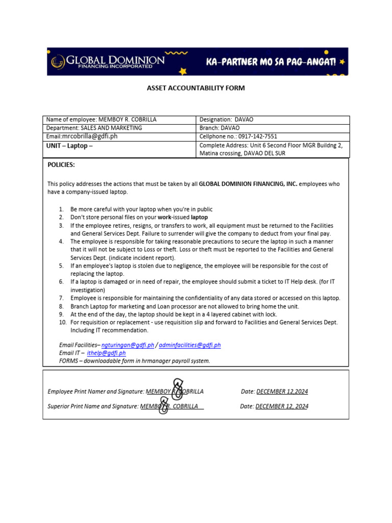 Asset Accountability Policy Guide | PDF