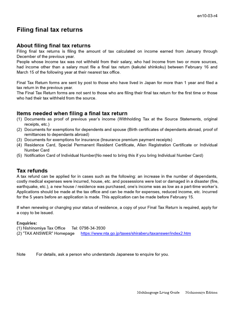 Filing Final Tax Returns | PDF | Taxes | Public Finance