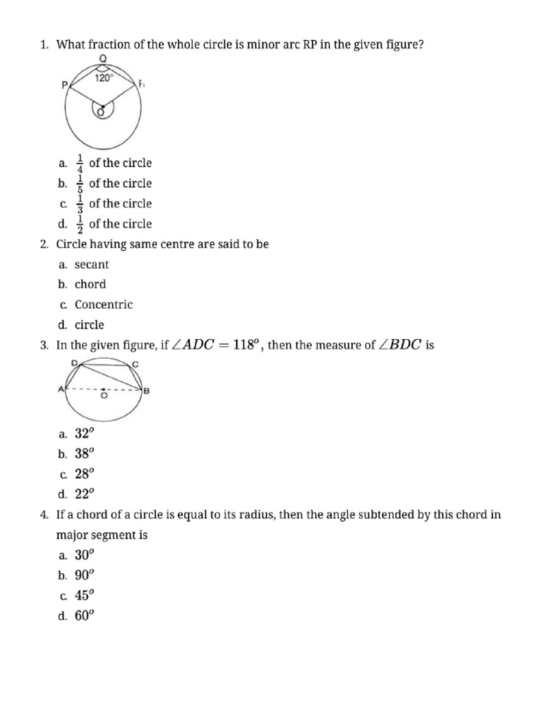 Class 9 Circle Test | PDF