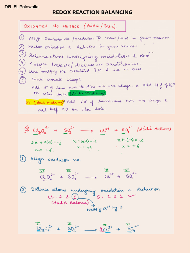 Redox Balancing (Oxidation No. Method) .PDF - Watermark | PDF