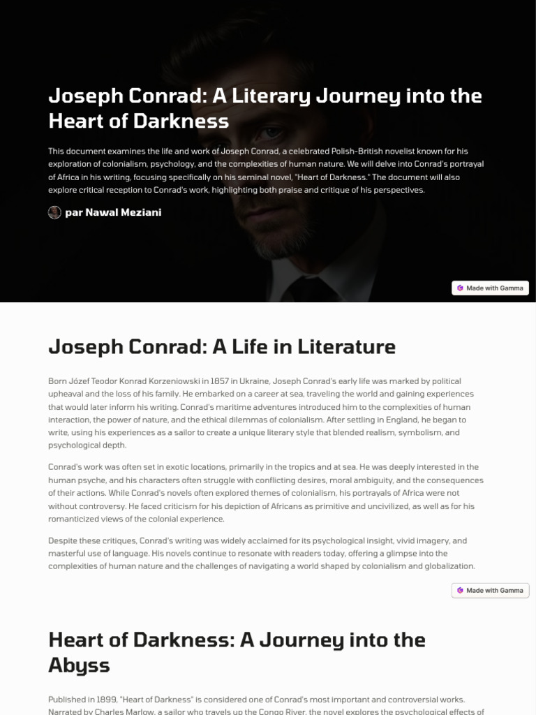 Joseph Conrad A Literary Journey Into The Heart of Darkness | PDF ...