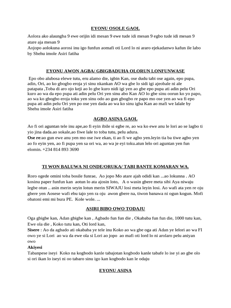 Eyonu Osole Gaol | PDF