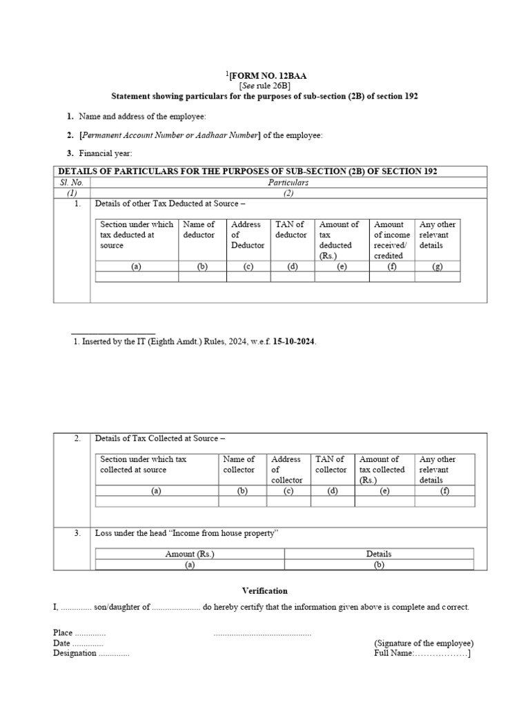 Form 12BAA - Declaration For TCS & Tax Deducted From Other Sources ...