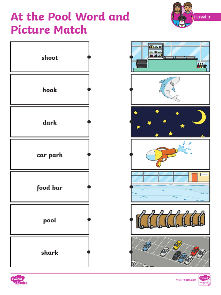 At The Pool Word and Picture Match | PDF