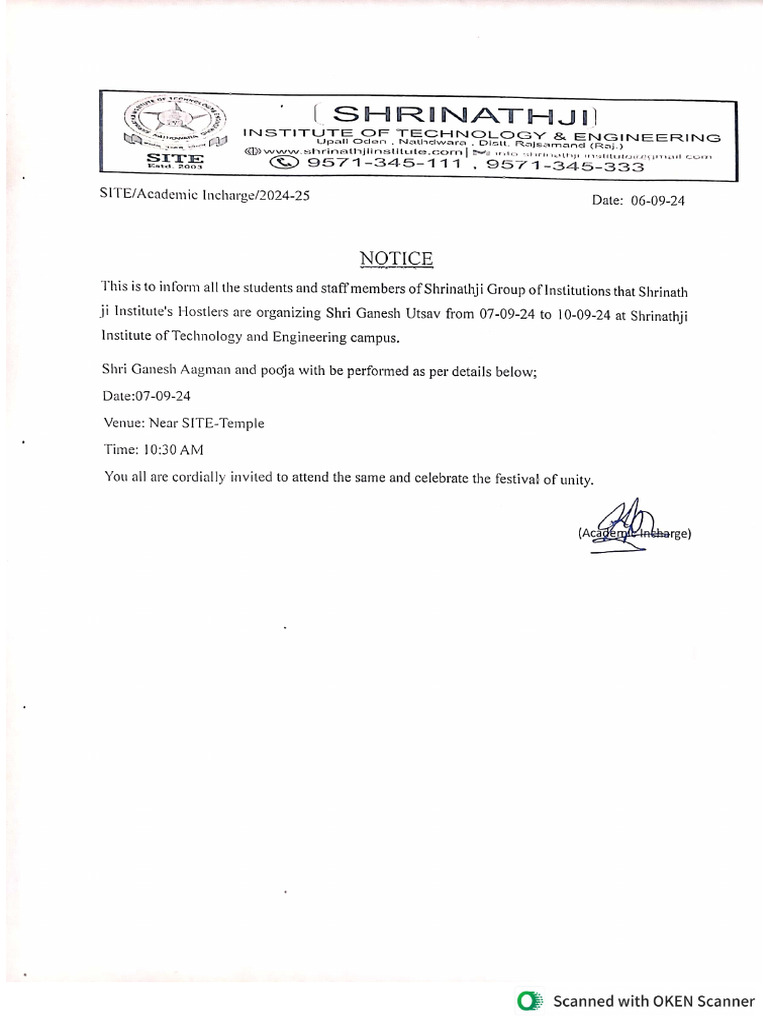 Notice Format For Holiday | PDF