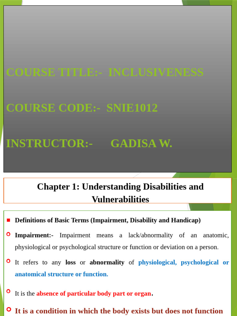 Gadisa SNIE 1012 (Chapter 1 & 2) | PDF | Learning Disability | Intellectual Disability