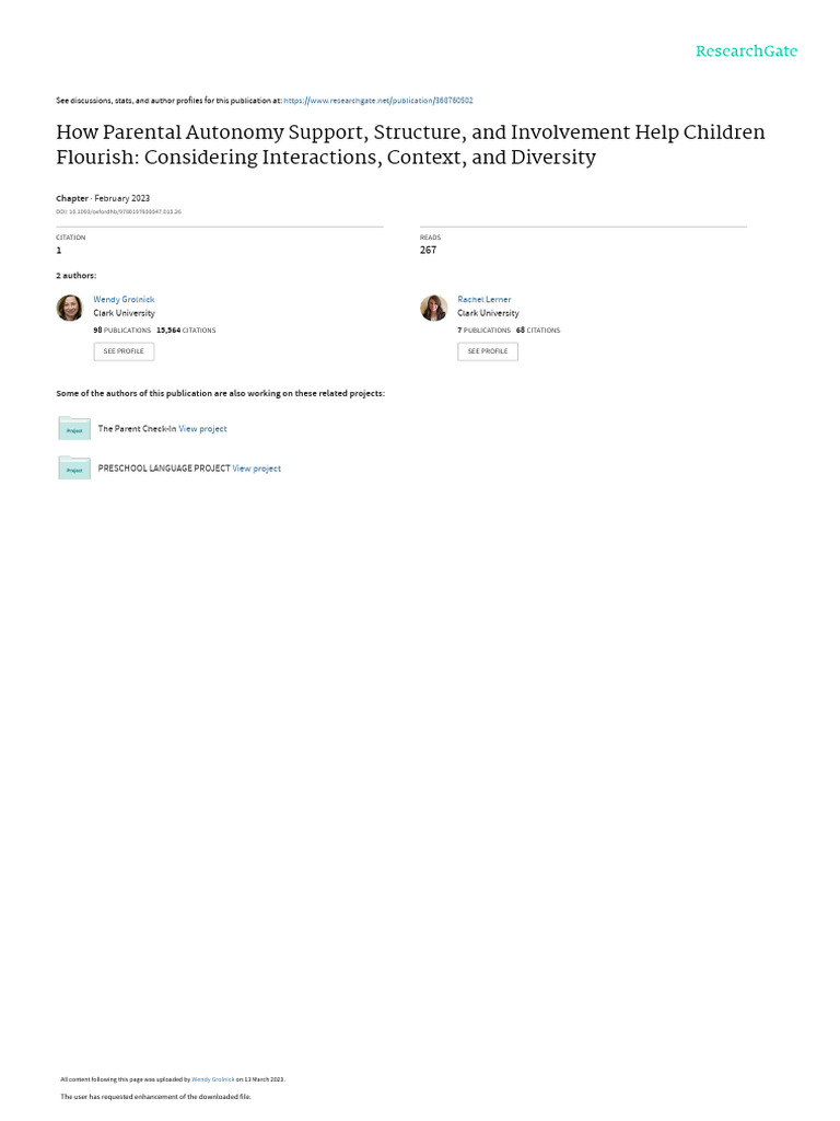 How Parental Autonomy Support, Structure, and Involvement Help Children Flourish - Considering ...