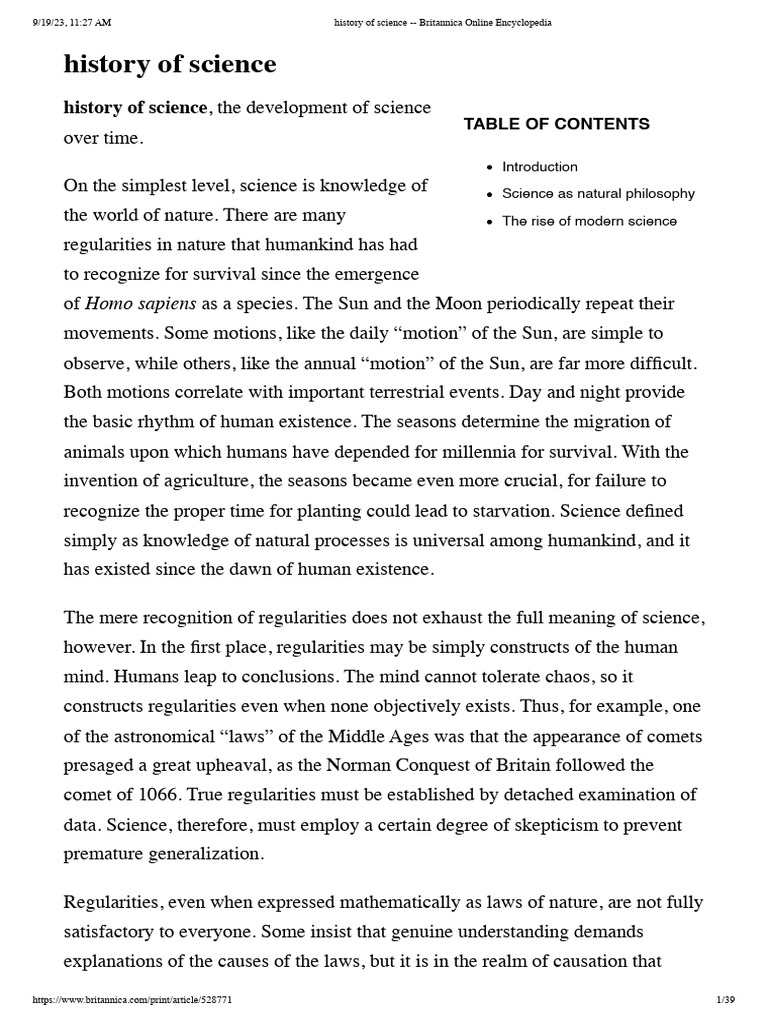 History of Science - Britannica Online Encyclopedia | PDF | Science ...