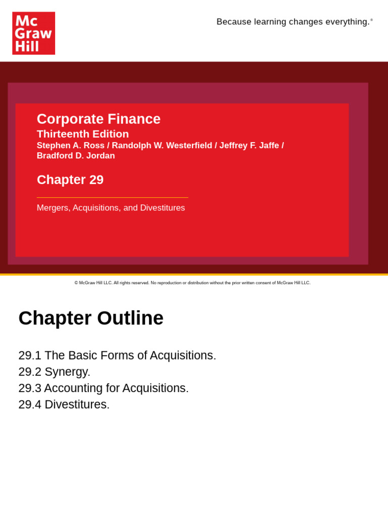Lecture 10_Chapter 29 | PDF | Mergers And Acquisitions | Goodwill (Accounting)