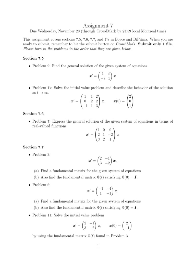 Assignment_7_2024 | PDF | Equations | Differential Equations