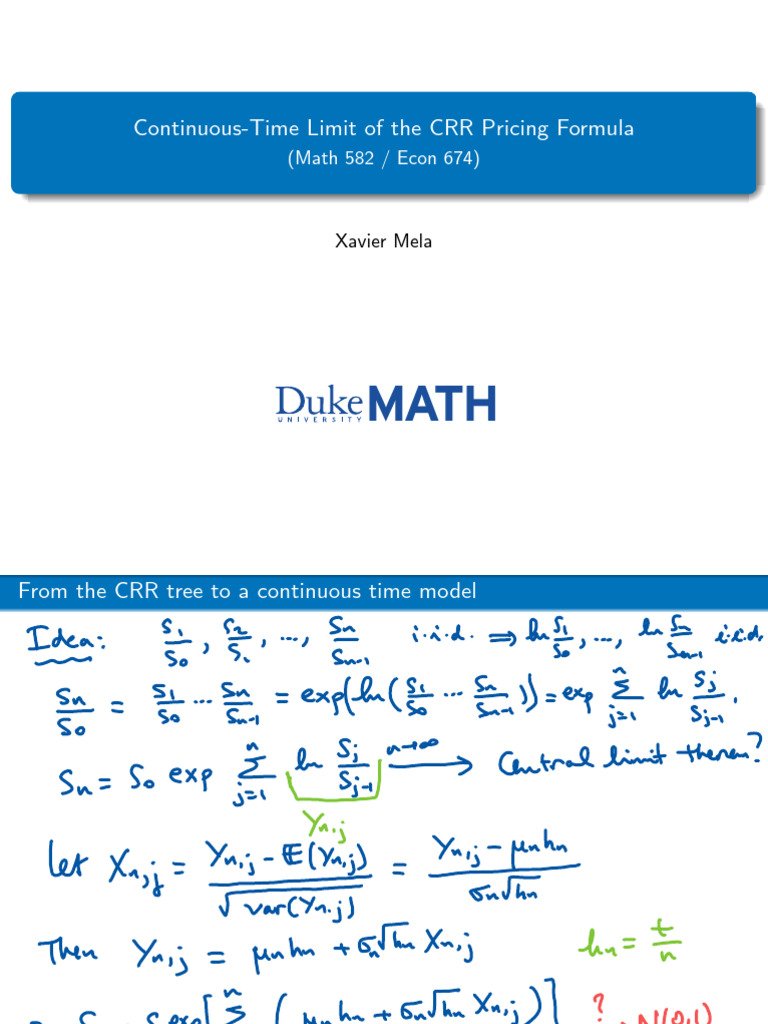 03 Continuous-Time Limit of The CRR Pricing Formula-02 | PDF | Statistics | Mathematical Analysis
