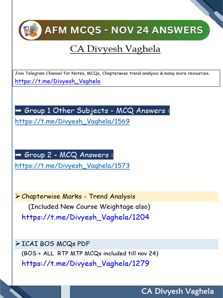 AFM MCQ Answers Nov 24 by @divyesh - Vaghela | PDF