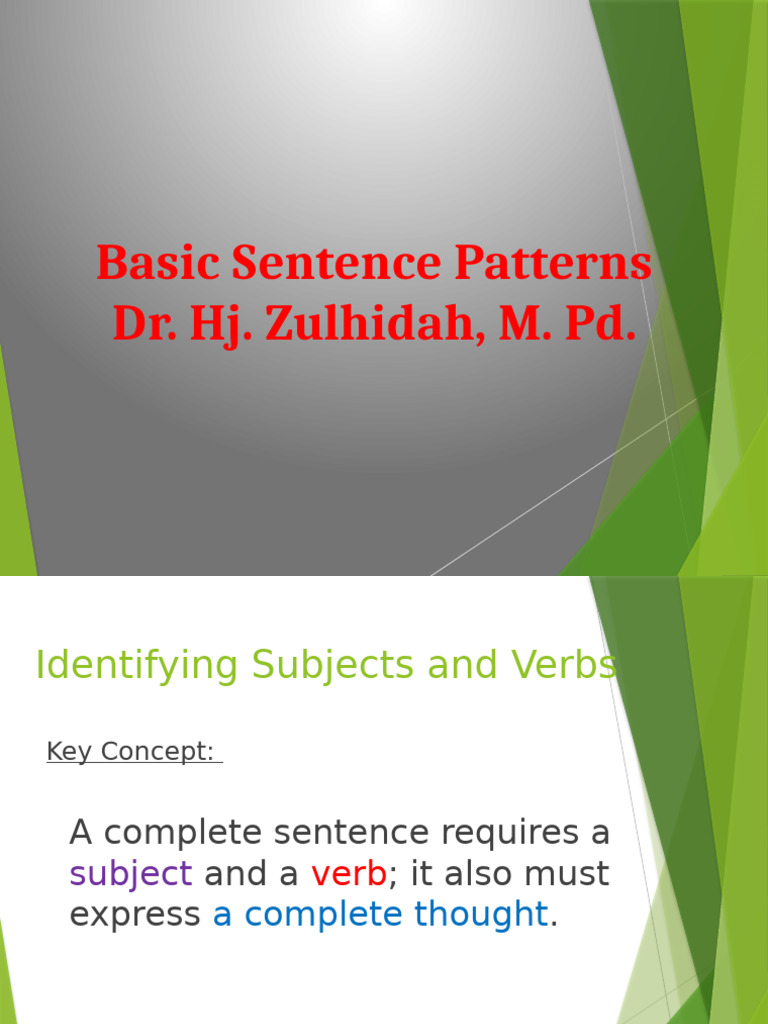 Basic Sentence Patterns | PDF | Subject (Grammar) | Verb