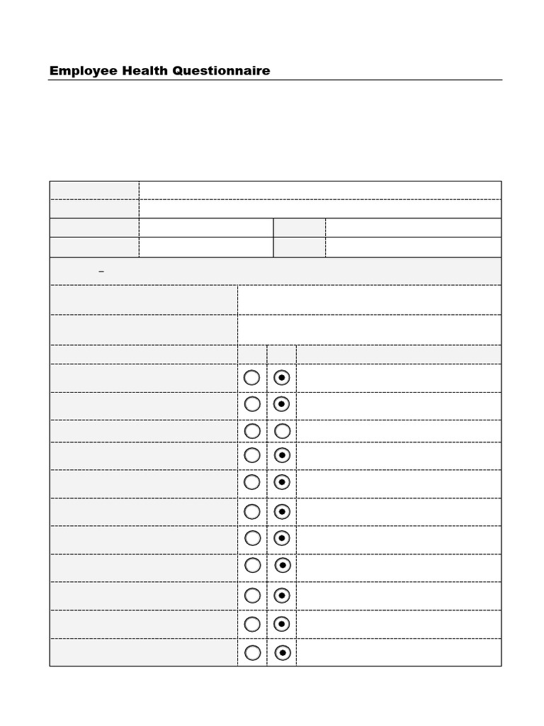 Employee Health Questionnaire2 | PDF | Mental Disorder | Human Diseases ...