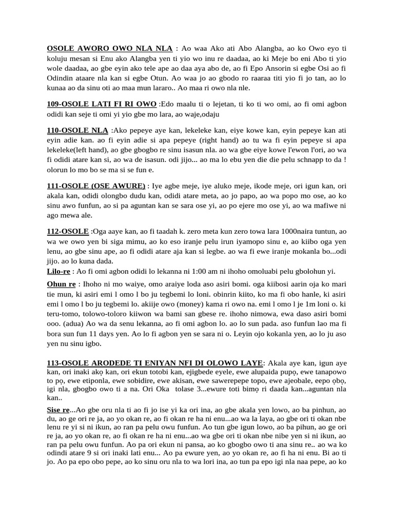 Osole Aworo Owo Nla Nla | PDF