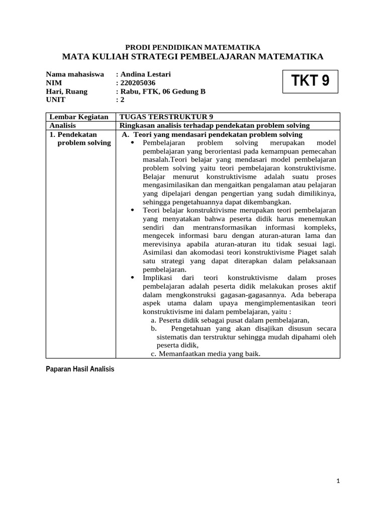 5.1 Tugas TKT 9 SPM Unit 2 | PDF
